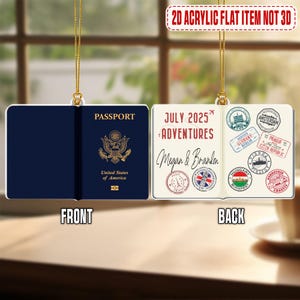 Personalized Travel Adventure Acrylic Ornament, Passport Travel ...