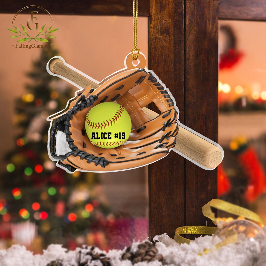 Personalized Softball Acrylic Ornament, Team Gift, Coach Gift, Softball ...