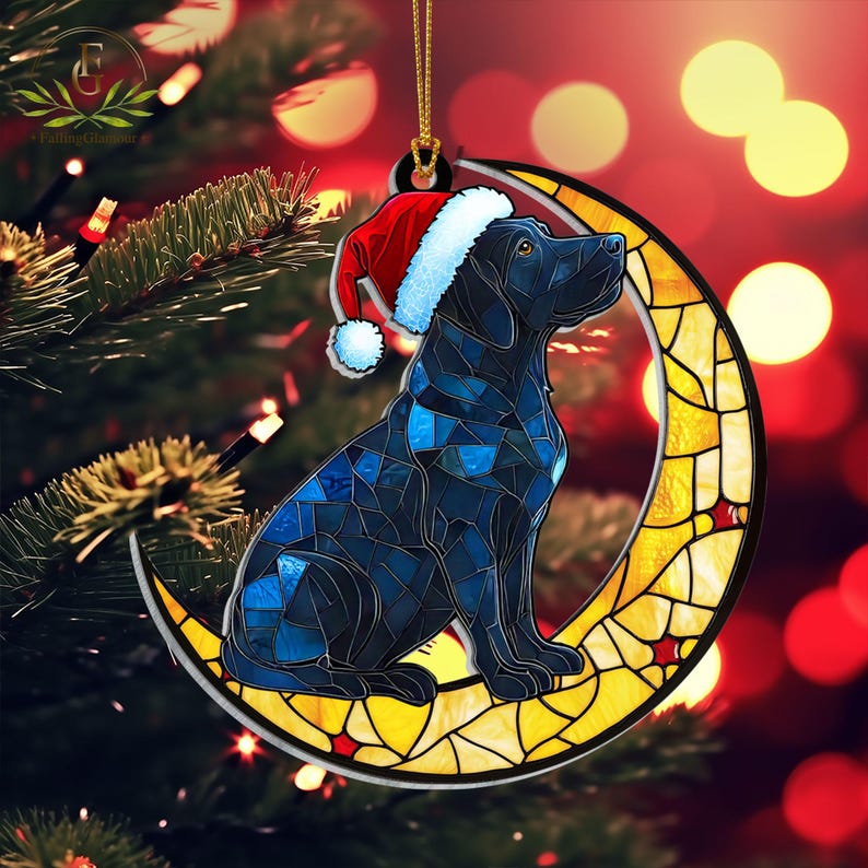 Black Labrador Retriever Christmas Tree Acrylic Ornament, Funny Dog ...