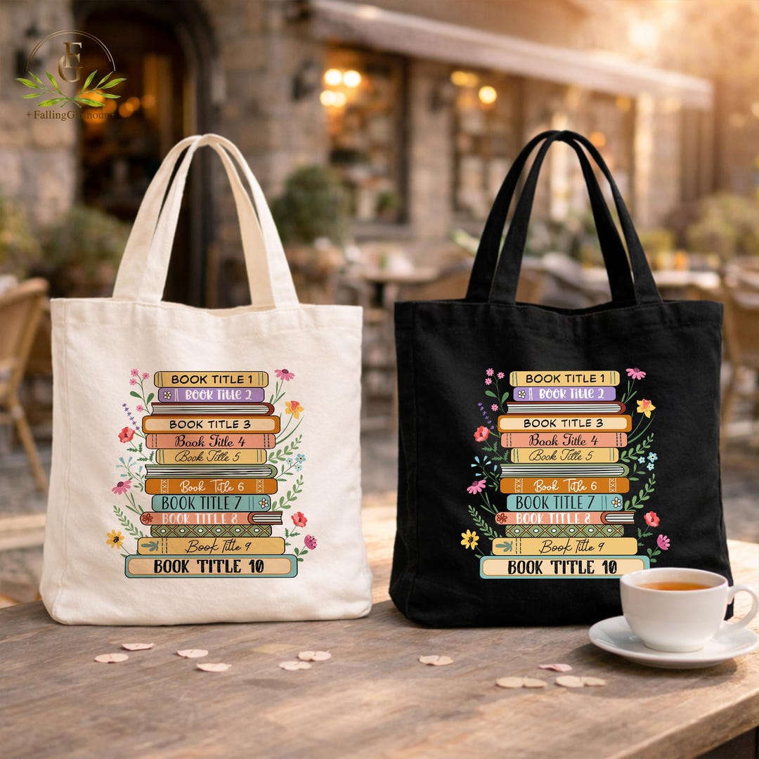 Personalized Book Names Tote Bag, Custom Book Tote Bag, Bookish ...