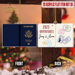 Personalized Travel Adventure Acrylic Ornament, Passport Travel ...