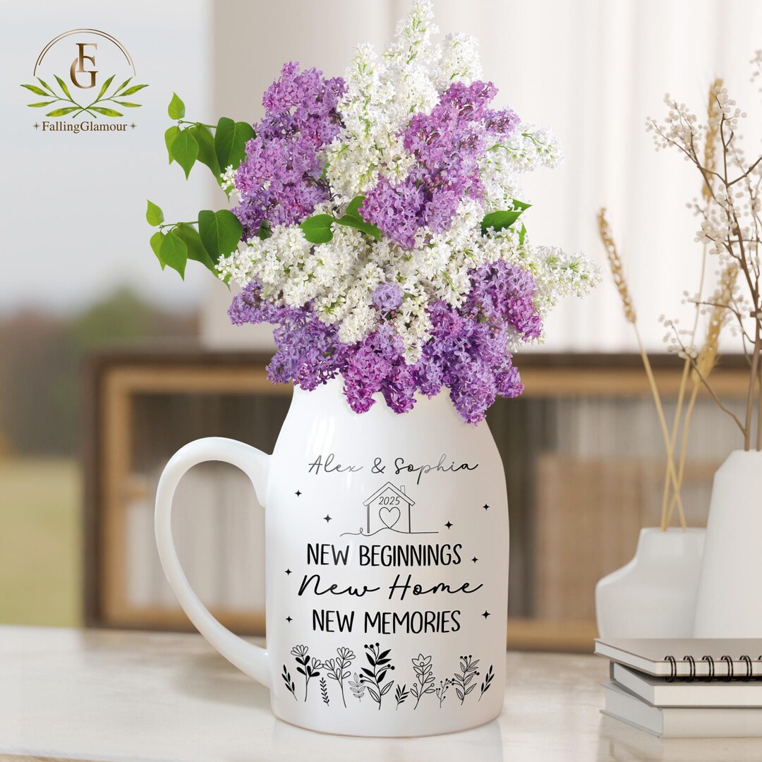 New Home Gift, Personalised New Home Flower Vase, Housewarming Gift ...