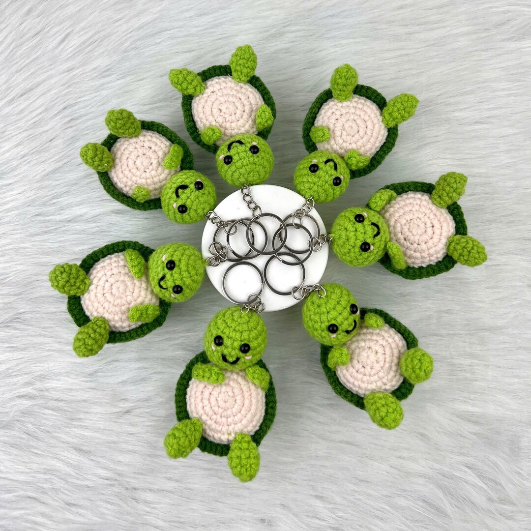 Crochet Turtle Keychain, Handmade Turtle Plush Keyring, Amigurumi ...