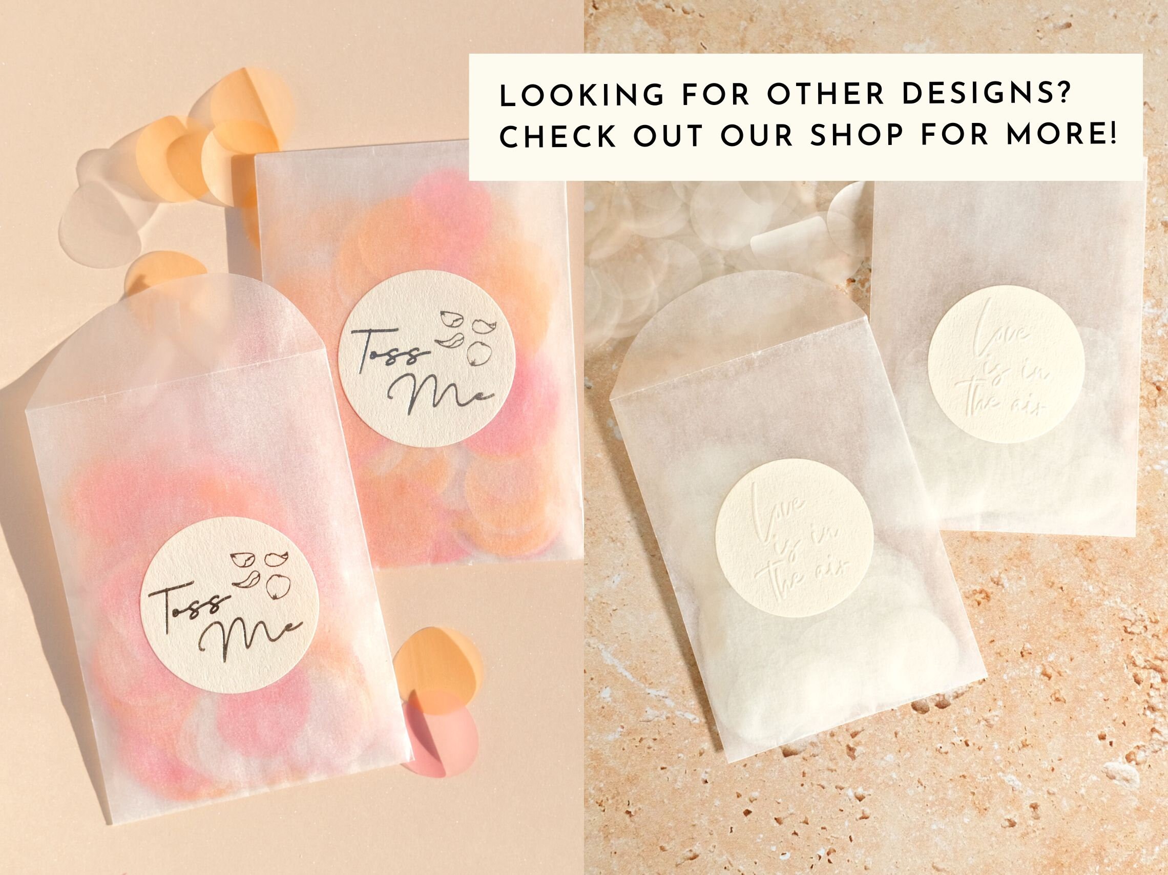 100 X Rice Paper Water Soluble Confetti Sachets for Wedding Toss ...