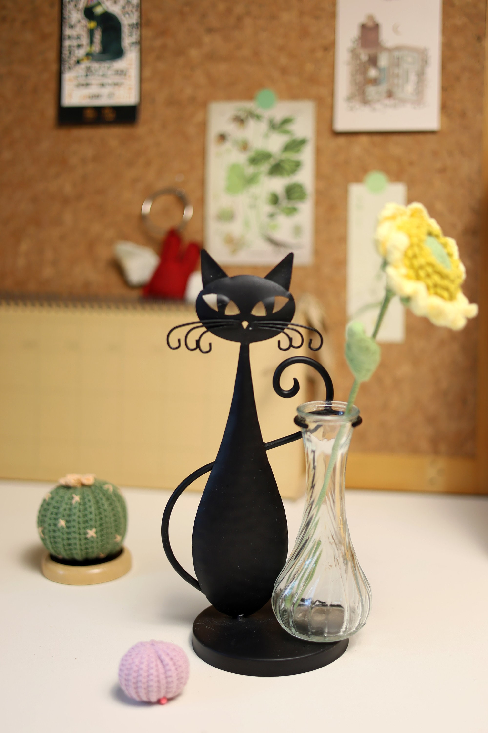 Cute Black Cat Desk Accessories, Planters for Outdoor Plants, Metal Cat ...