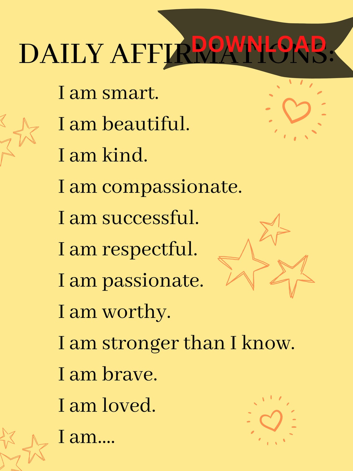 Daily Affirmations Poster for Digital Download - Etsy