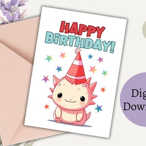 Axolotl Birthday Card, Happy Birthday Axolotl Lover, Happy Birthday ...