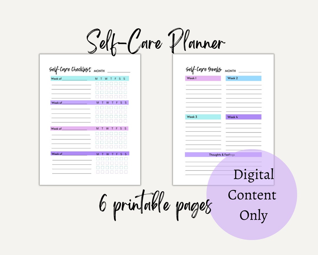 Self Care Journal, Self-care Worksheet Printable Planner Pages, Mental ...