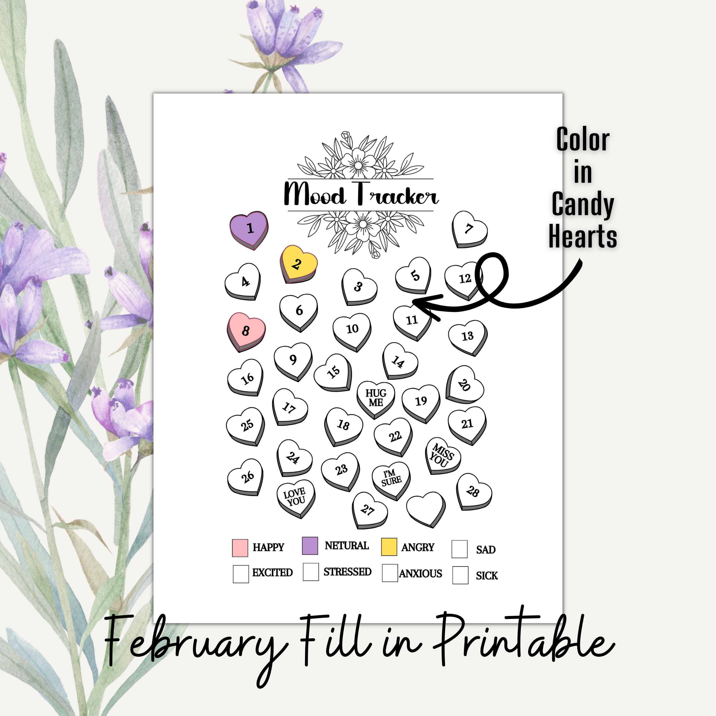 Mood Tracker Printable, Habit Tracker, Bullet Journal, Mood Journal ...