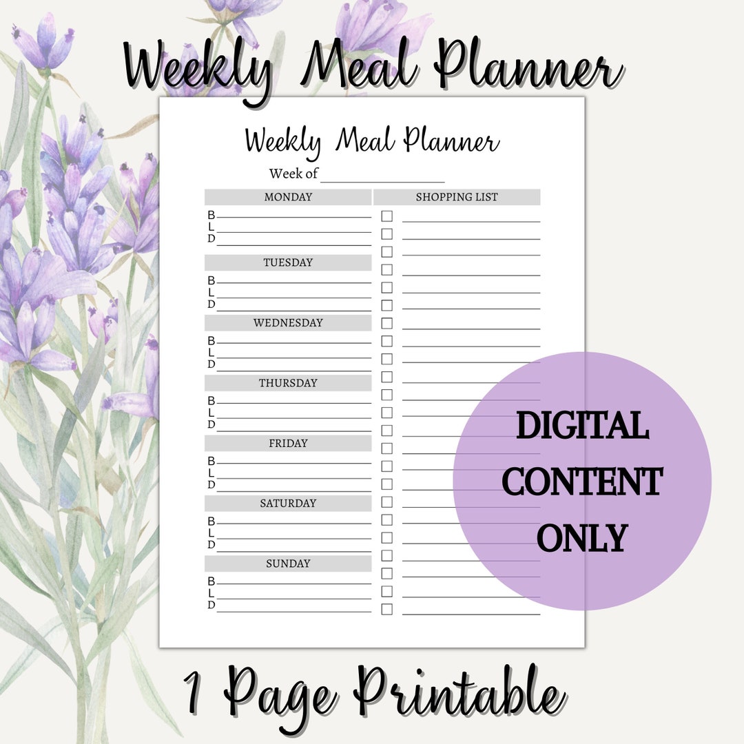 Weekly Meal Planner Printable, Healthy Habit Tracker, New Years ...
