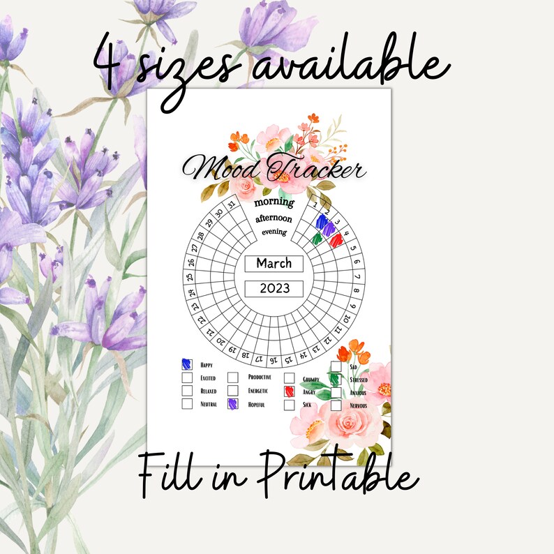 Mood Tracker Printable, Habit Tracking, Mental Health, Bullet Journal ...