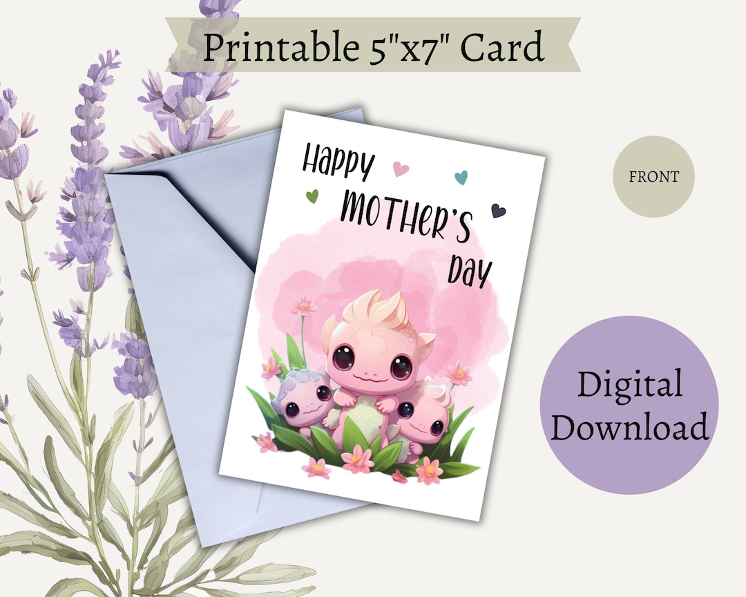 Axolotl Mother's Day Card, Happy Mother's Day Celebration for Mom ...