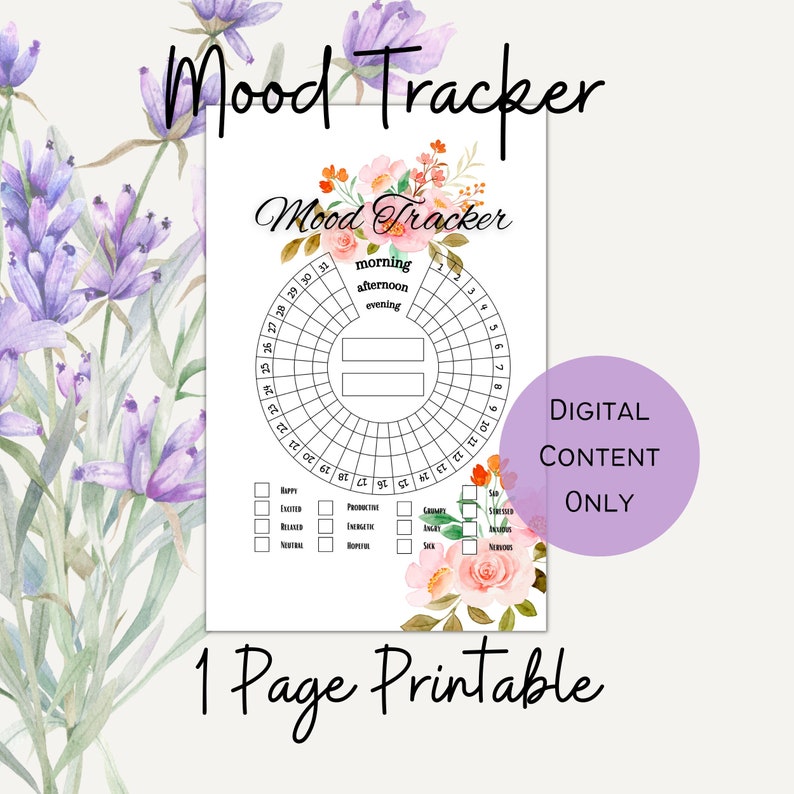 Mood Tracker Printable, Habit Tracking, Mental Health, Bullet Journal ...