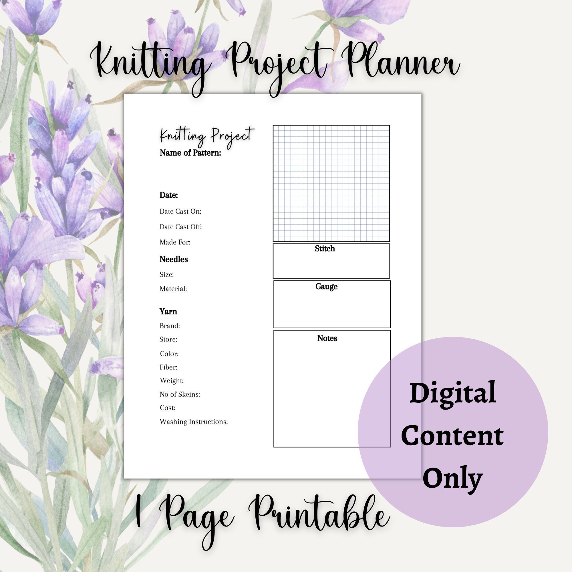 Knitting Pattern Project Planner, Knitting Notebook, Knitter's Journal ...
