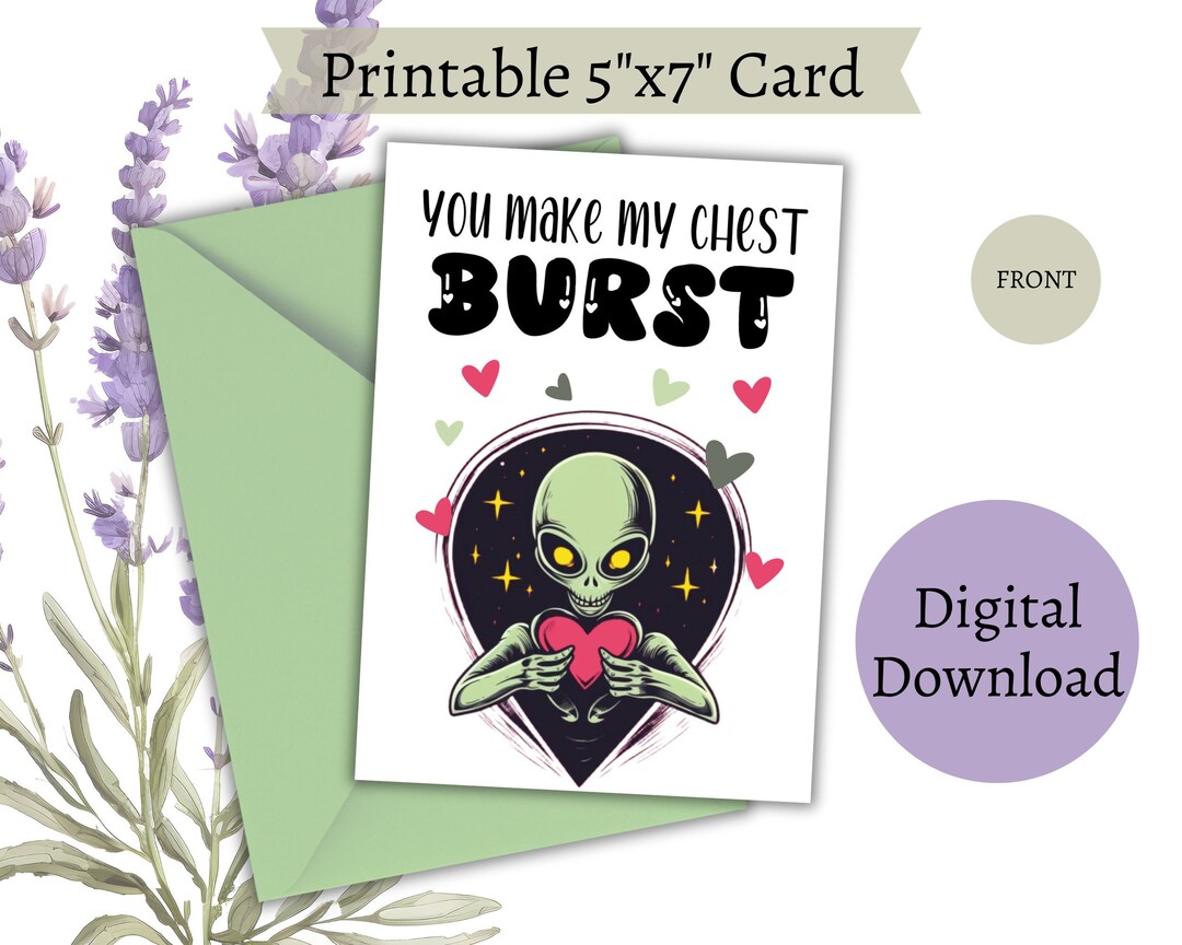 Alien Valentine's Day Card for Wife, Alien Valentines Day Printable ...