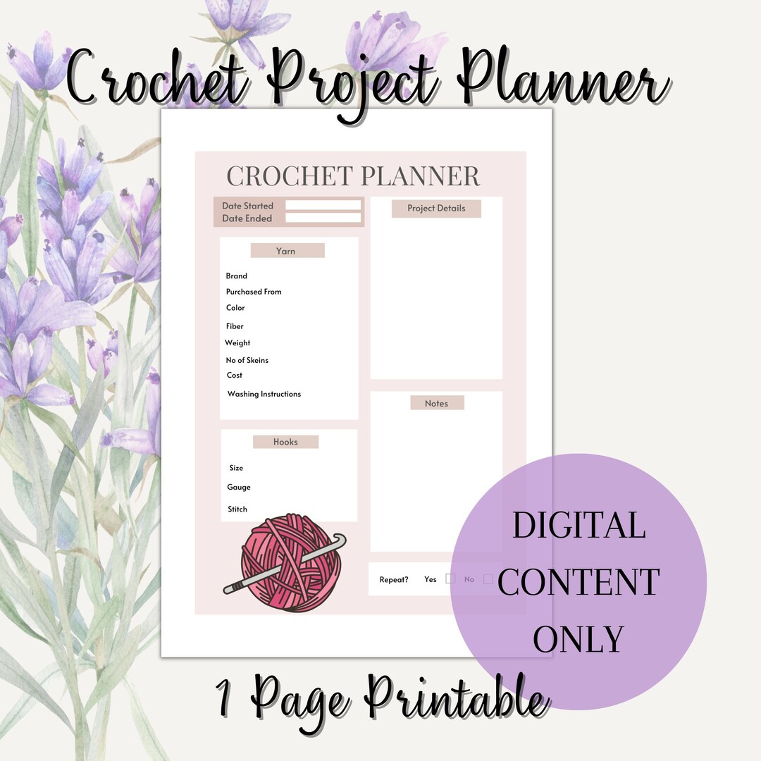 Crochet Project Printable Planner for Yarn Craft Project Organization ...
