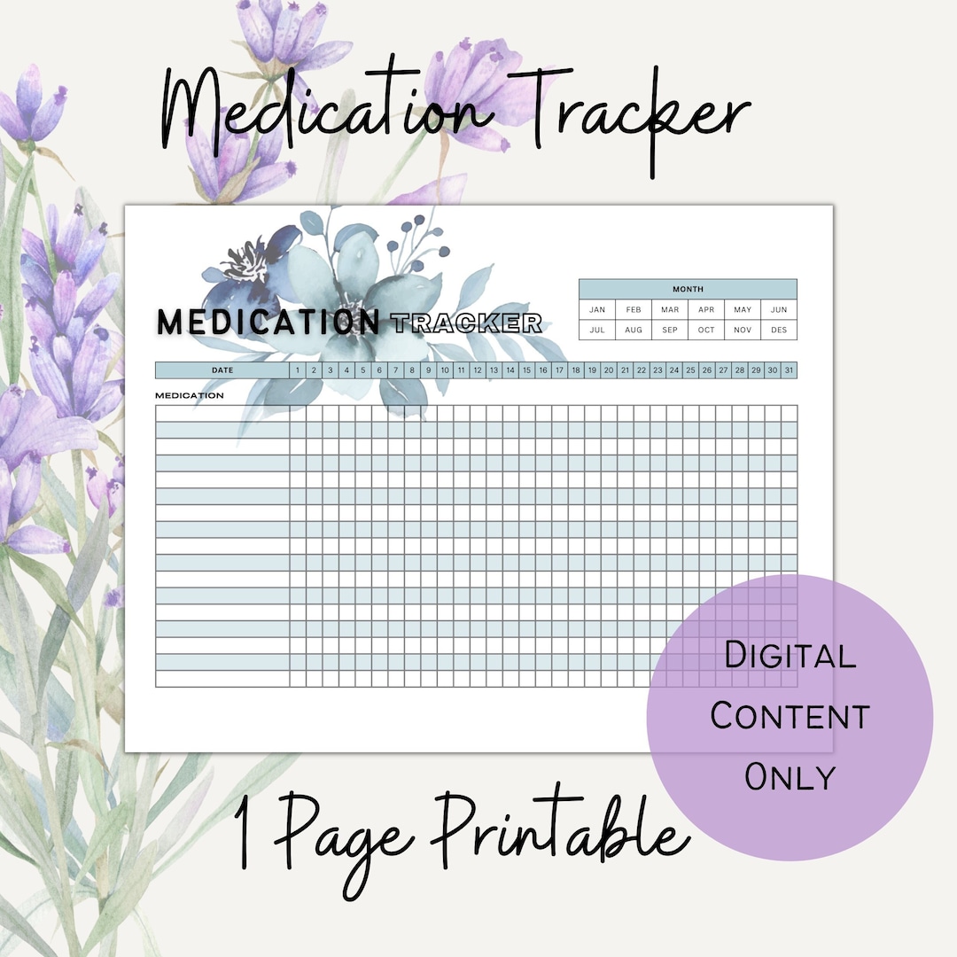 Medication Tracker Printable Worksheet for Healthy Habits Tracking for ...