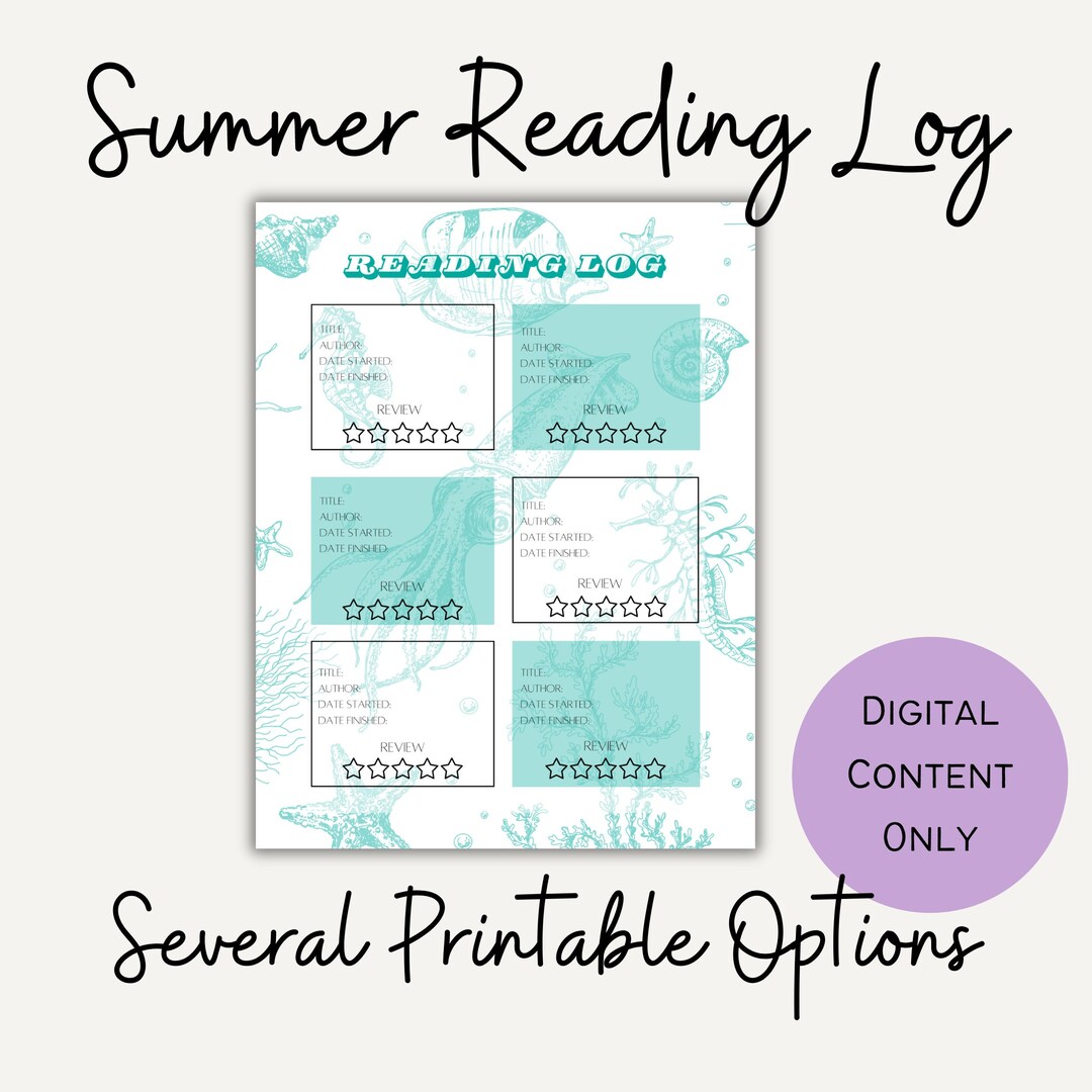 Kids Summer Reading Log, Book Tracker for Kids, Underwater Theme ...