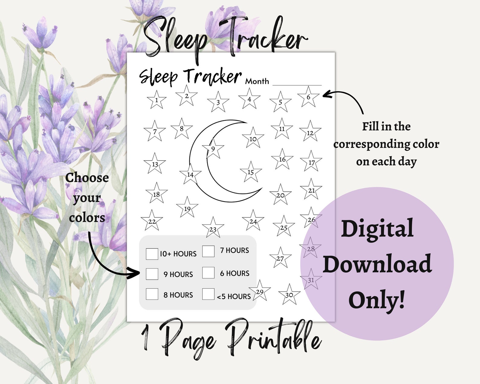 Sleep Tracker Printable Planner Page, Healthy Habit Tracker Printable ...