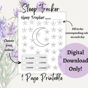 Sleep Tracker Printable Planner Page, Healthy Habit Tracker Printable ...