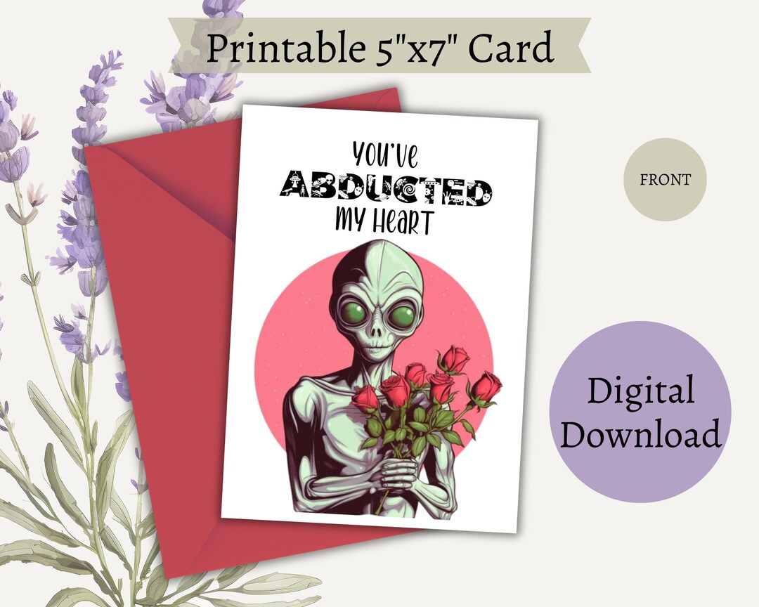 Abducted My Heart Valentine's Day Card for Girlfriend, Alien Valentine ...