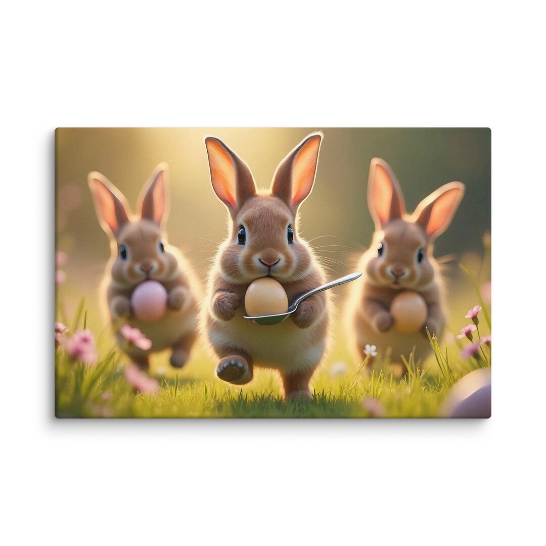 Easter Canvas Picture "easter Bunny Race" – Cute Canvas Wall Picture ...