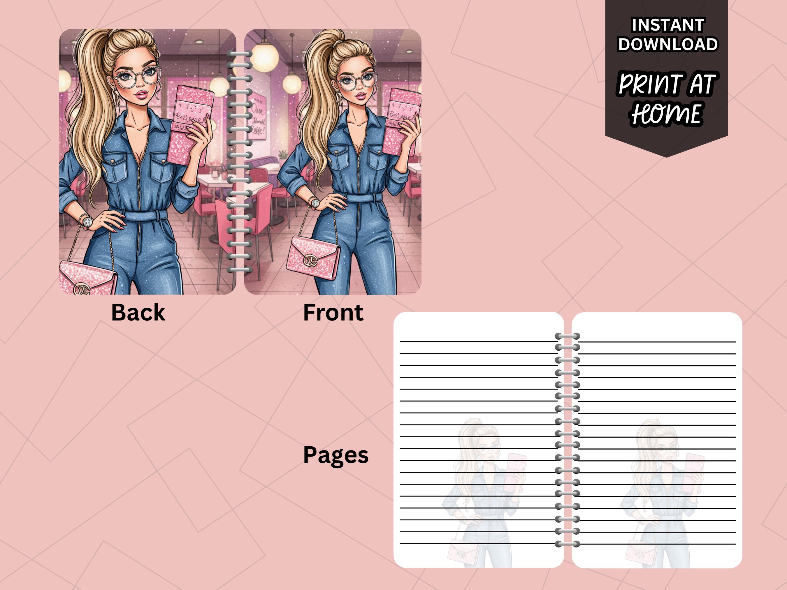 Denim Girl Cover, Printable Dashboard, Journal Cover, Planner Cover ...