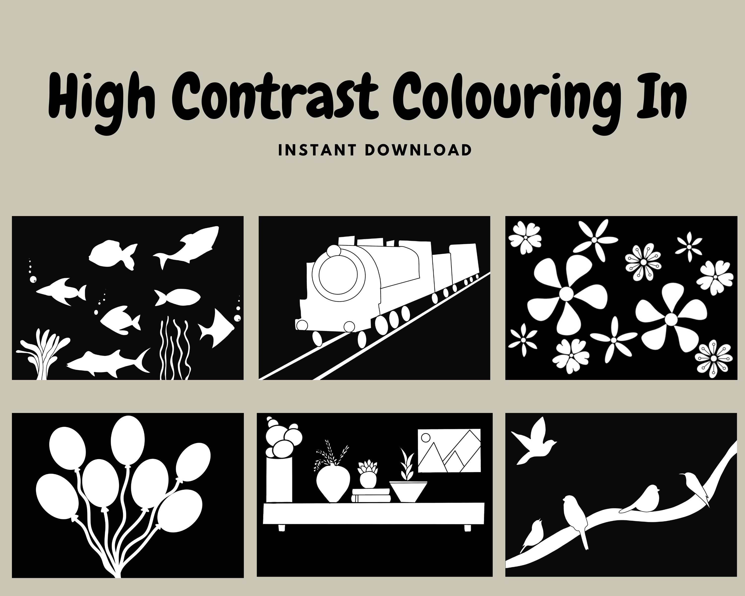 Dementia High Contrast Colouring In, Printable Colouring, Dementia ...