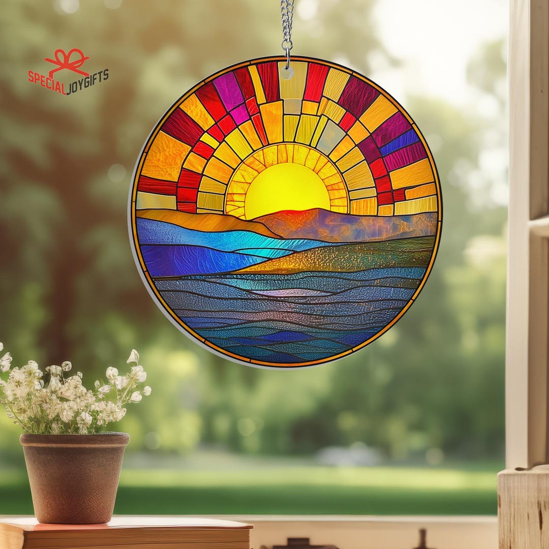 Beach Sunset Suncatcher, Beach Lover Home Decor, Beach Sunrise ...