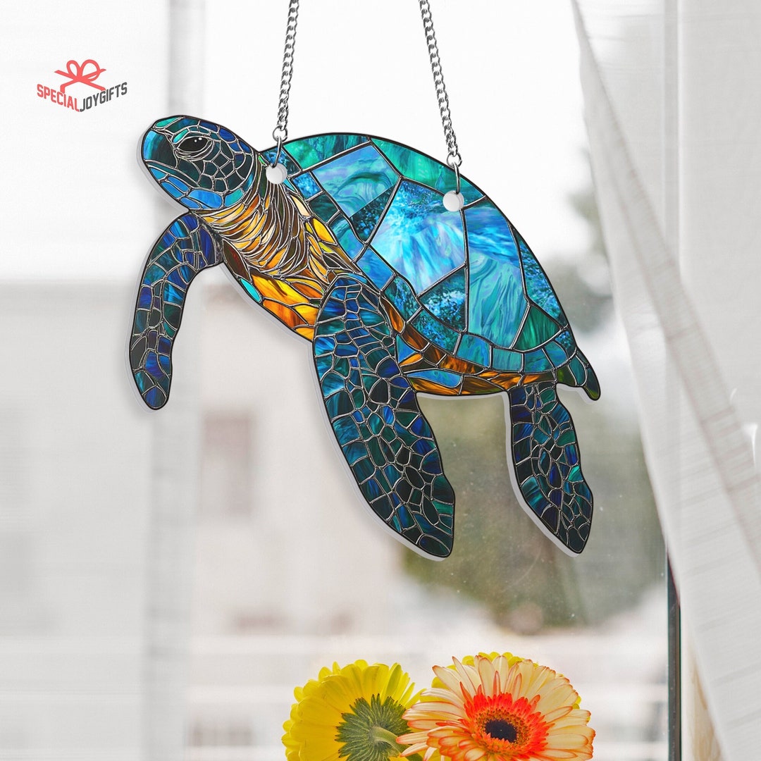 Sea Turtle Acrylic Window Hanging, Turtle Acrylic Suncatcher, Turtle ...