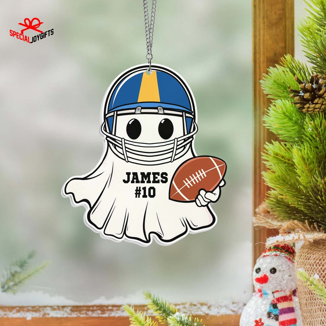 Custom Cute Ghost Ornament, Football Decor, Halloween Ornament, Spooky ...