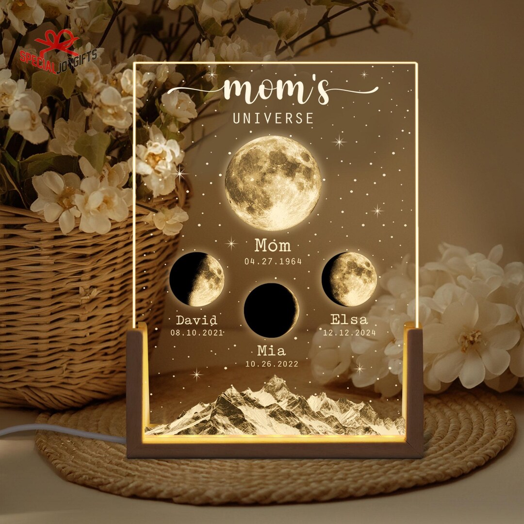 Personalized Moons Phase With Kids Names, Custom Moons Phase Night ...