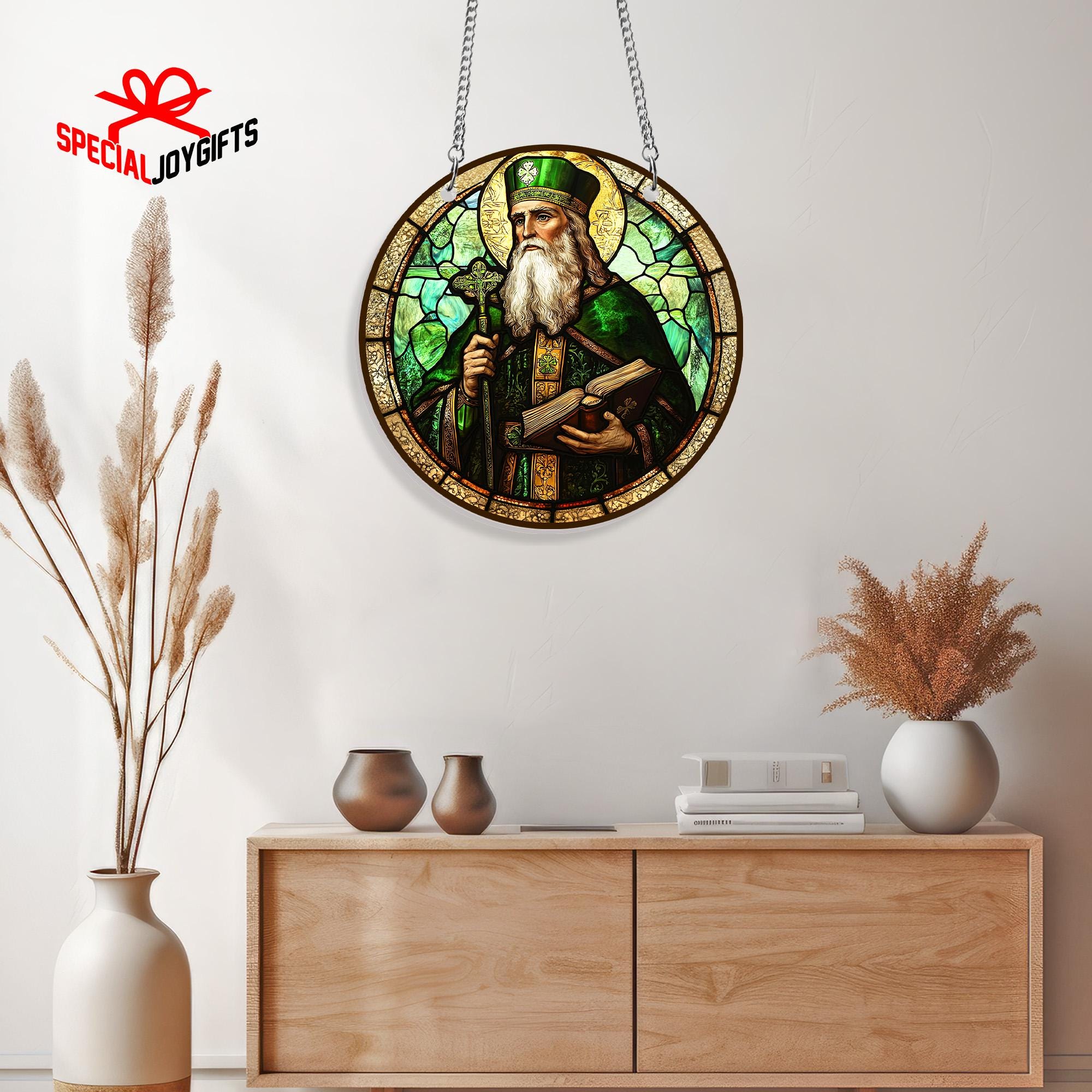 Saint Patrick Suncatcher Acrylic Window Hanging, Catholic Icon of St ...