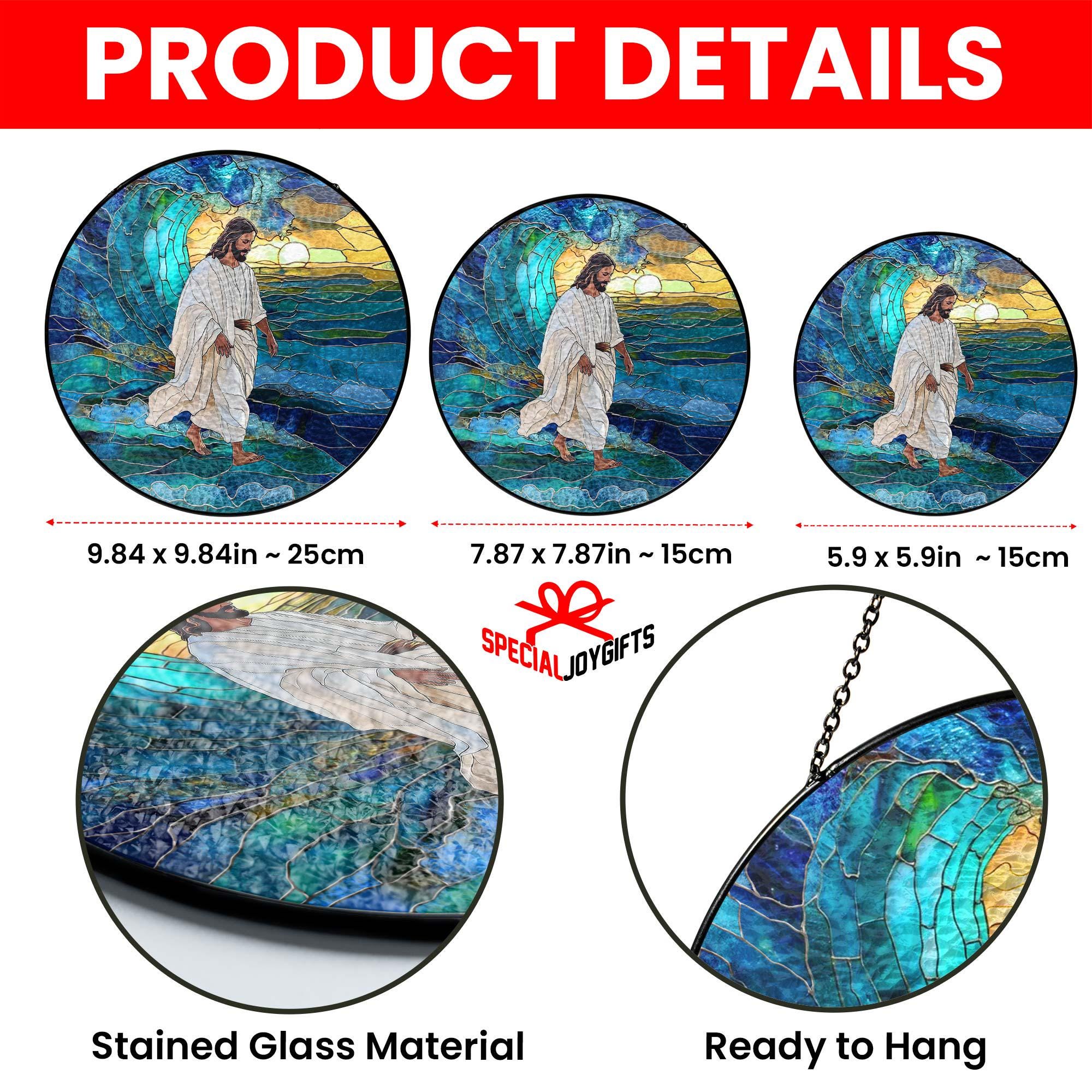 Stained Glass Jesus Christ Suncatcher, Christian Glass Windows Hanging ...