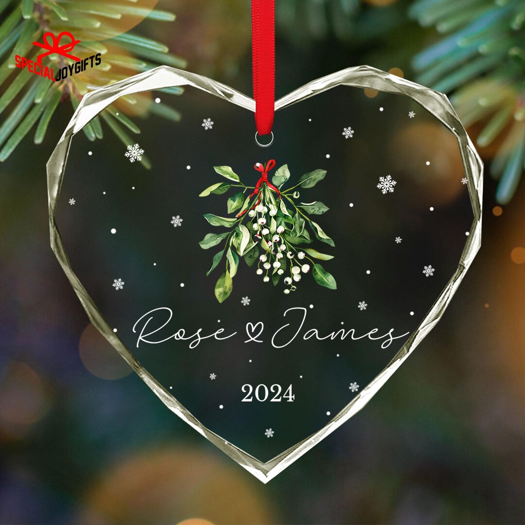 Personalized Couples Christmas Glass Ornament, Our First Xmas Together ...