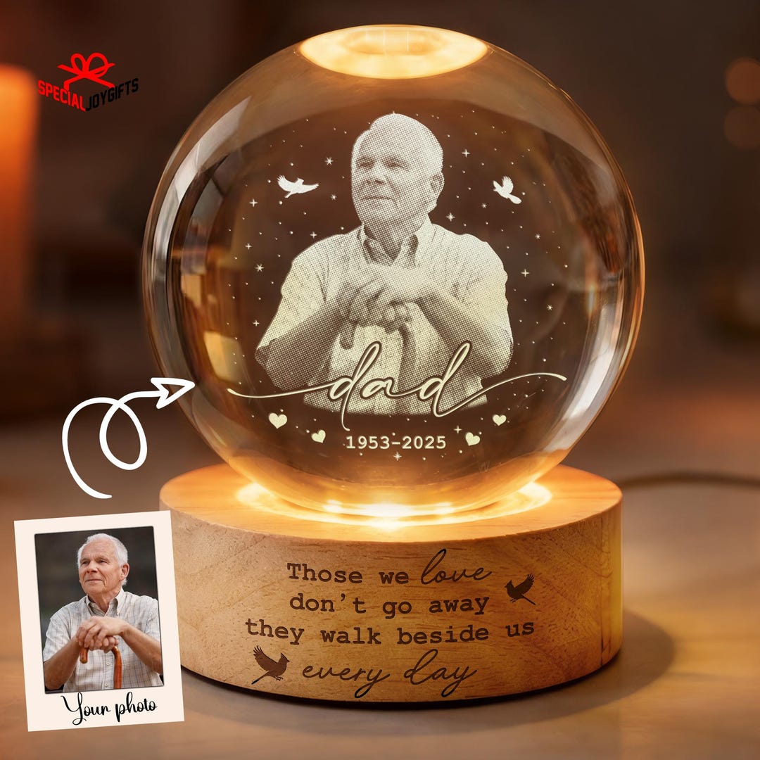 Custom Photo Memorial Night Light, Mom Loss Crystal Ball Light, Mom ...