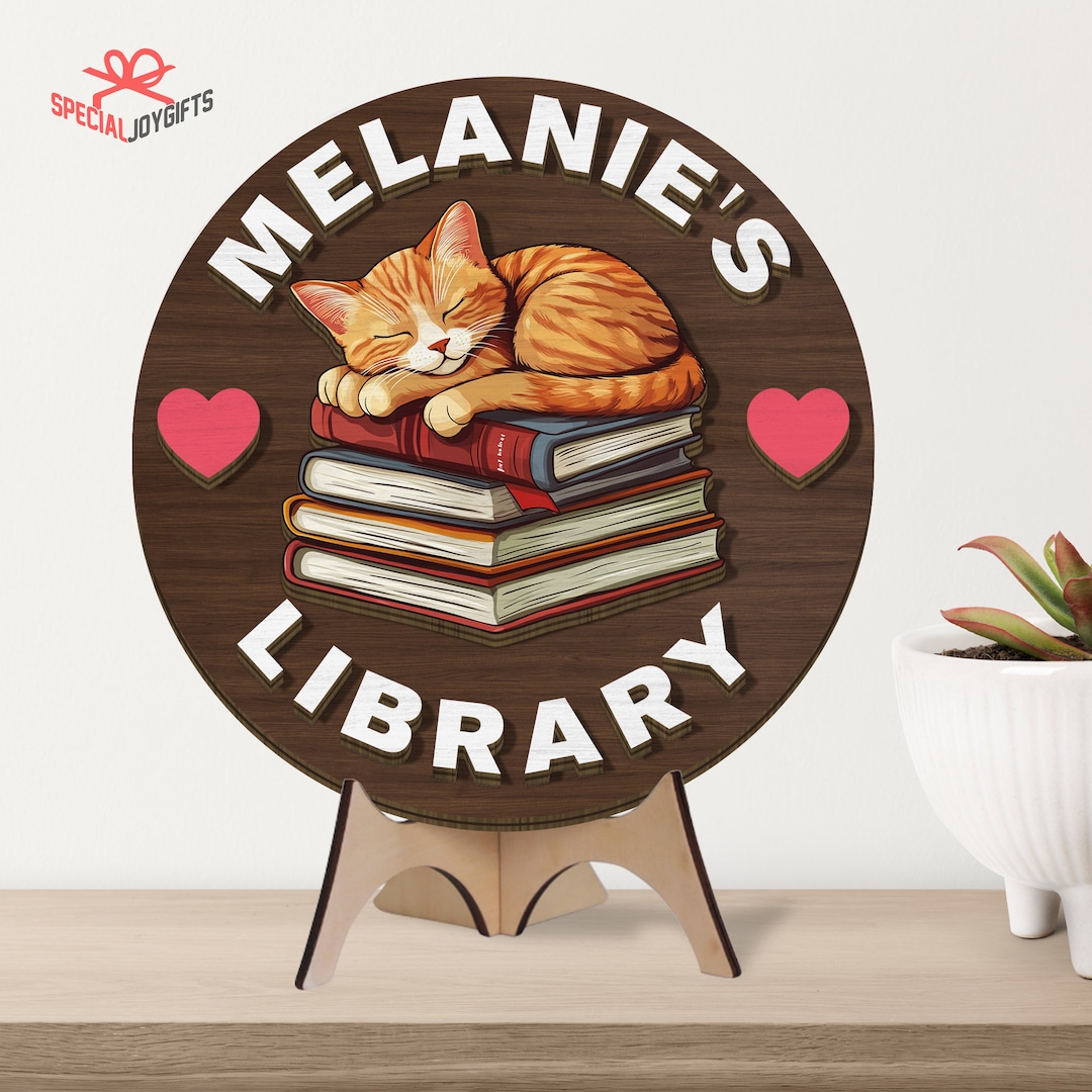 Personalized Library Sign, Book Shelf Decor, Gift for Book Lover ...