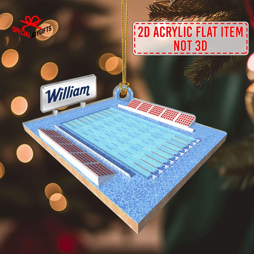Personalized Swimming Pool 2D FLAT Ornament Not 3D, Swim Ornament ...