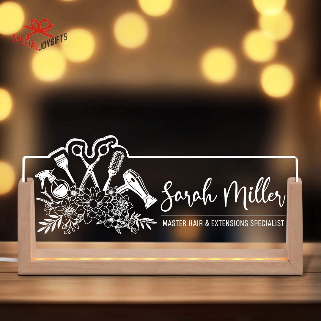 Personalized Name & Title Desk Plate, Hair Stylist Hairdresser Salon ...