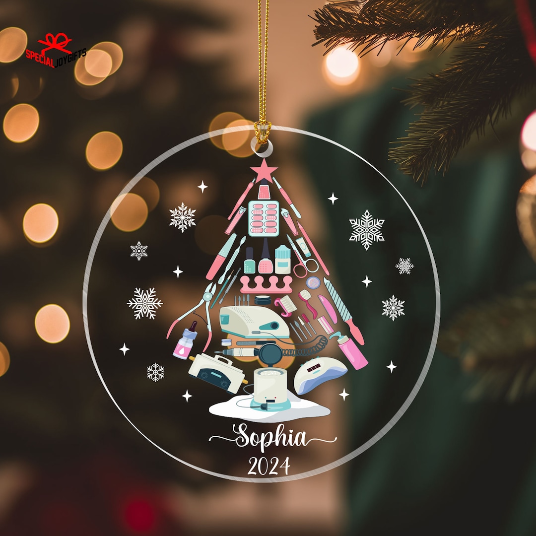 Personalized Nail Artist Acrylic Ornament, Nail Tech Gift Christmas ...