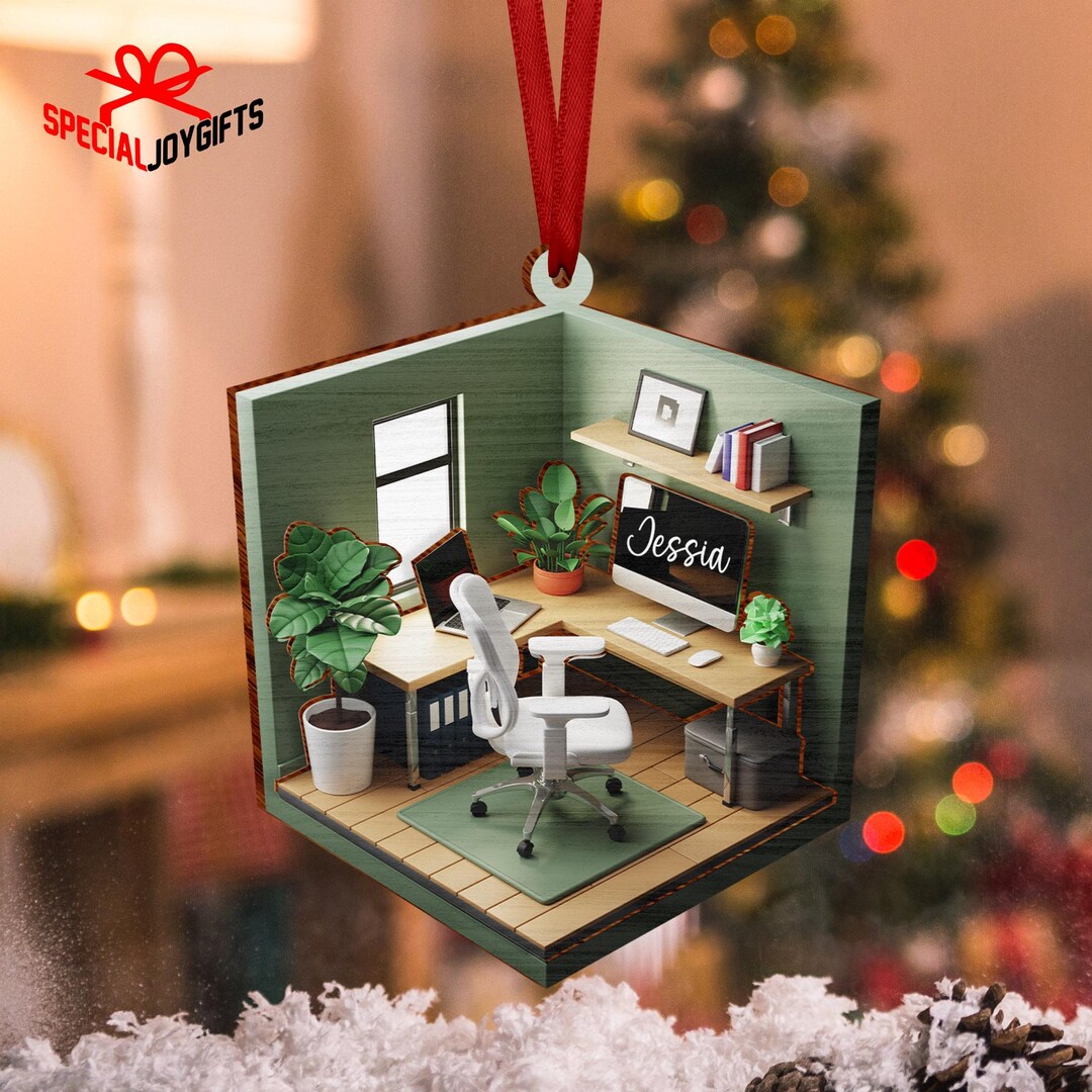 Custom Wood Office Worker Ornament, Office Christmas Ornament, Coworker ...