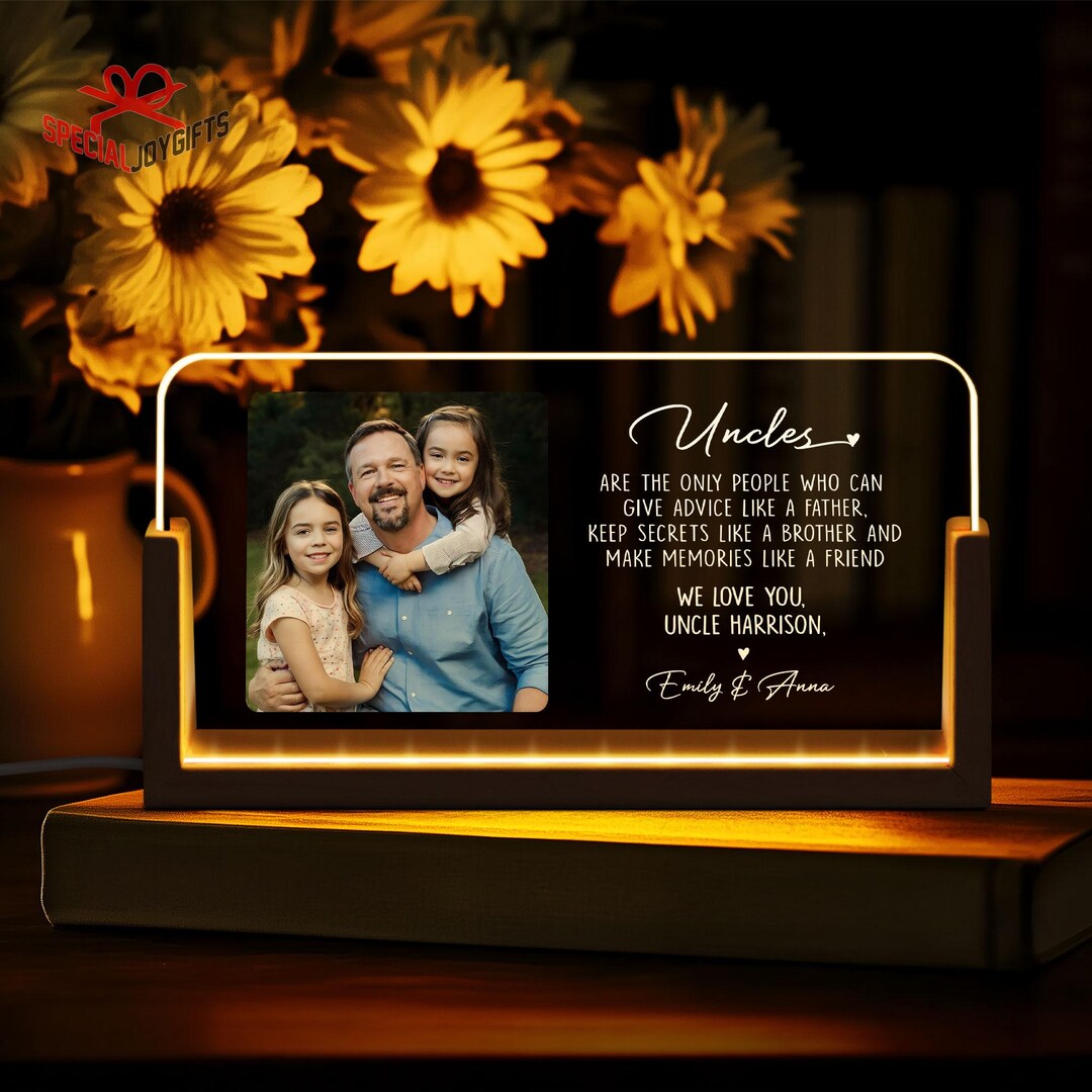 Uncle Picture Custom Night Light, Personalized Uncles Picture, Uncle ...