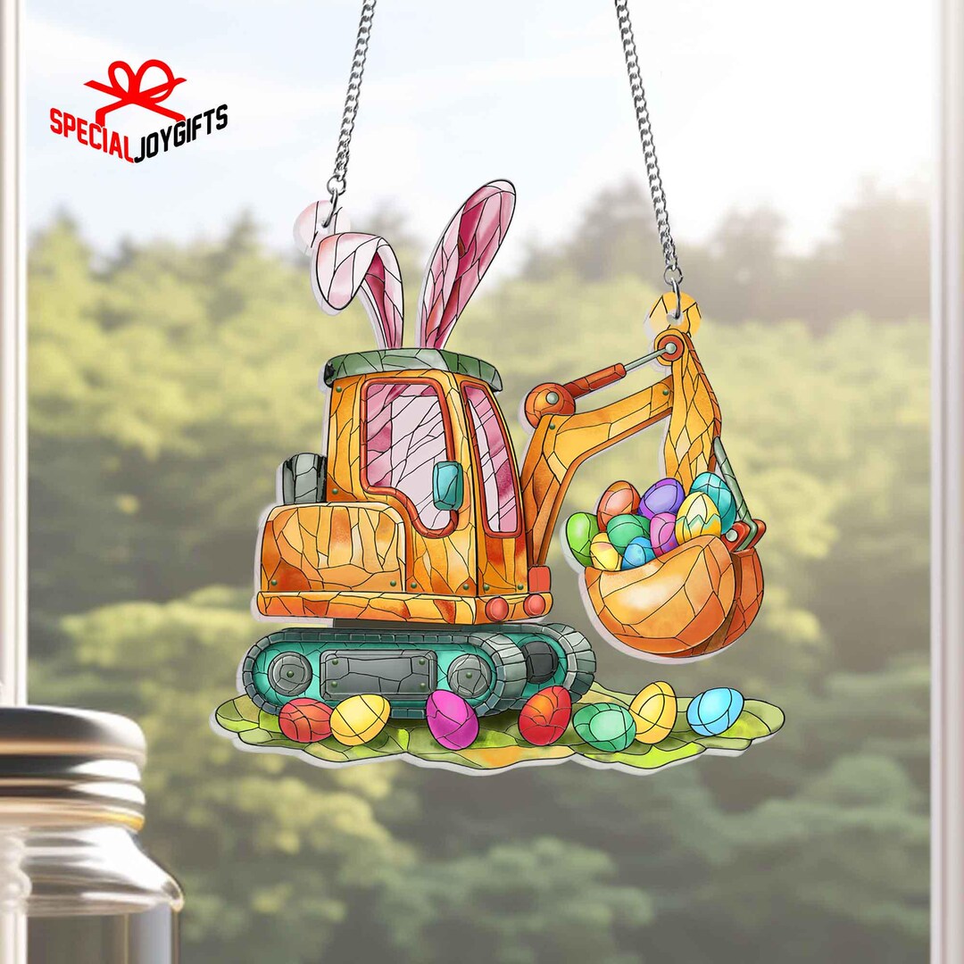 Easter Suncatcher, Easter Egg Window Decor, Eggs-cavator Ornament ...