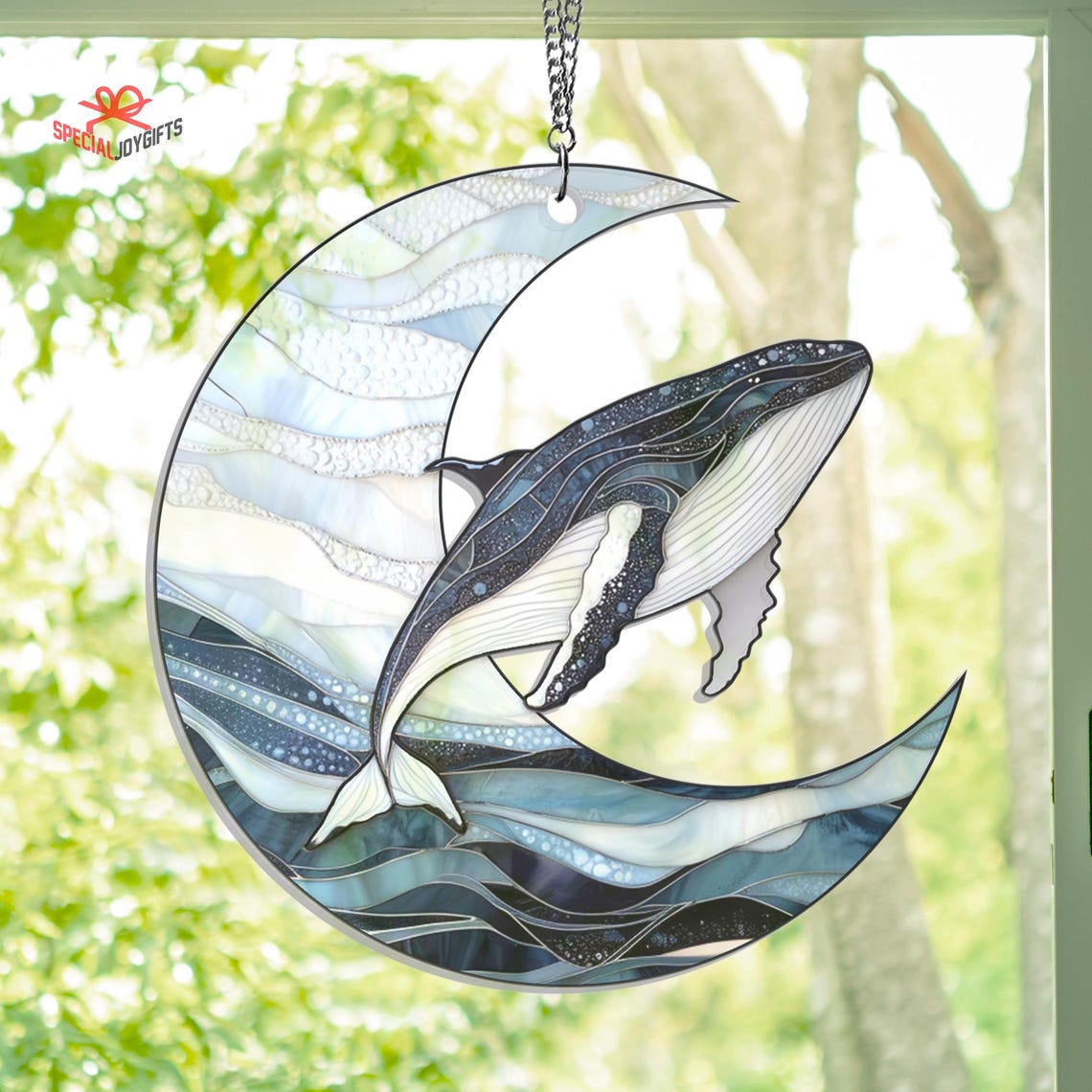 Humping Whale Suncatcher Window Hanging, Blue Whale Suncatcher Ornament ...