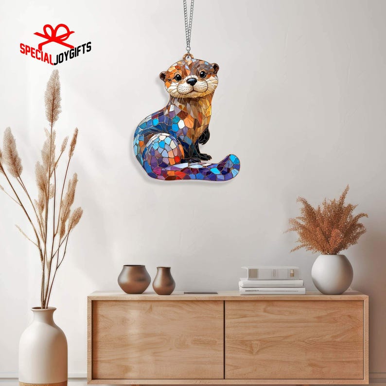 Otter Acrylic Suncatcher Hanging, Otter Ornament, Otter Lover Decor ...