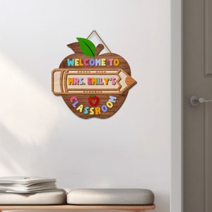 Personalized Apple Teacher Apple Door Sign, Back to School, Custom ...