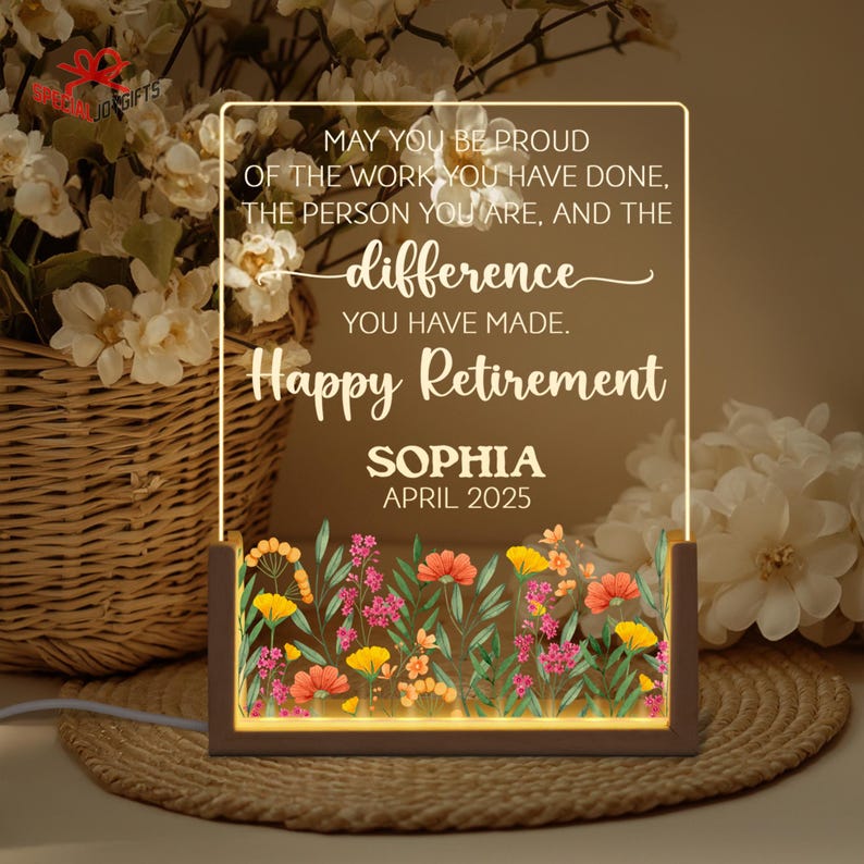 Personalized Retirement Night Light, Retirement Gift Ideas, Happy ...