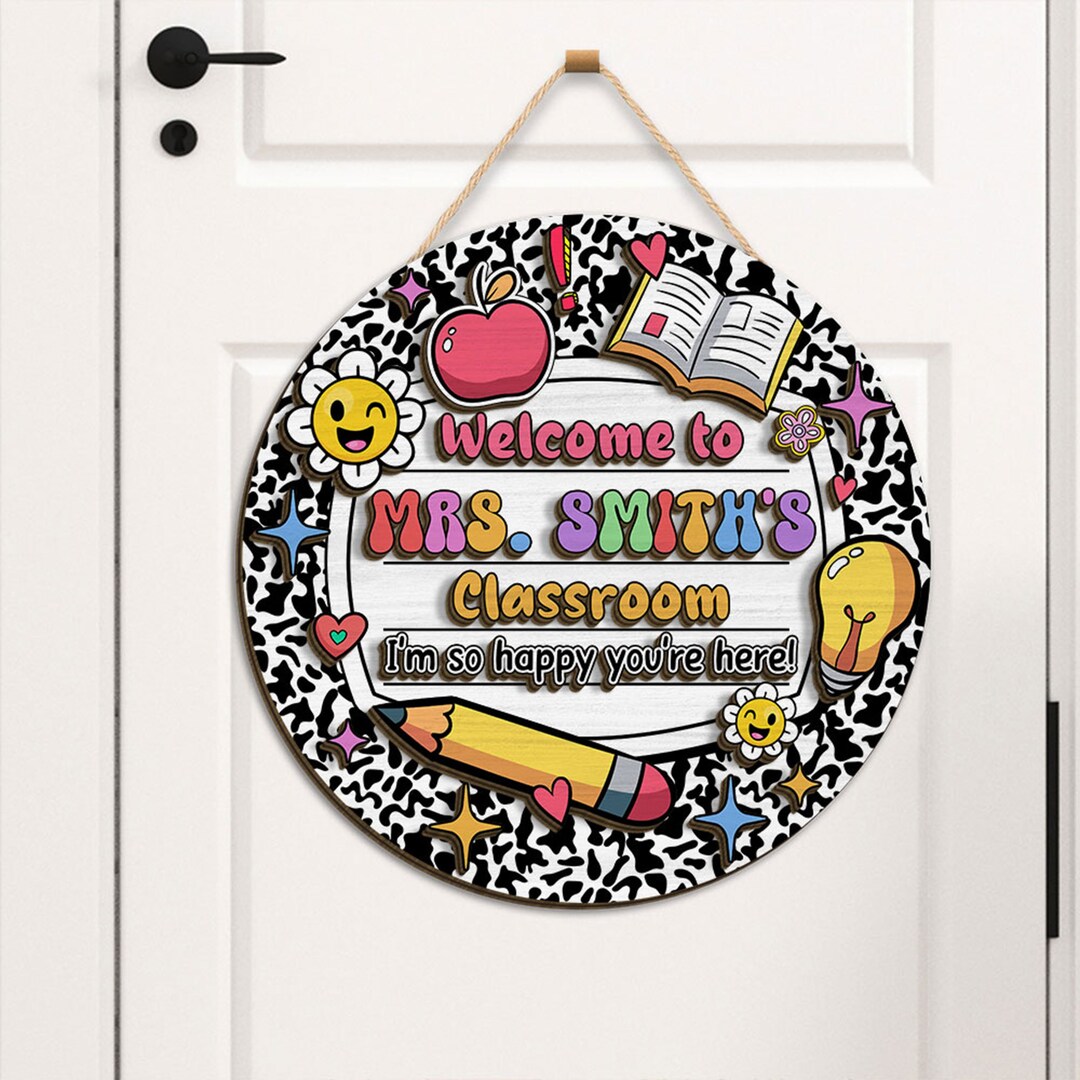 Personalized Teacher Door Sign, Custom 3D Teacher Door Hanger, Teacher ...