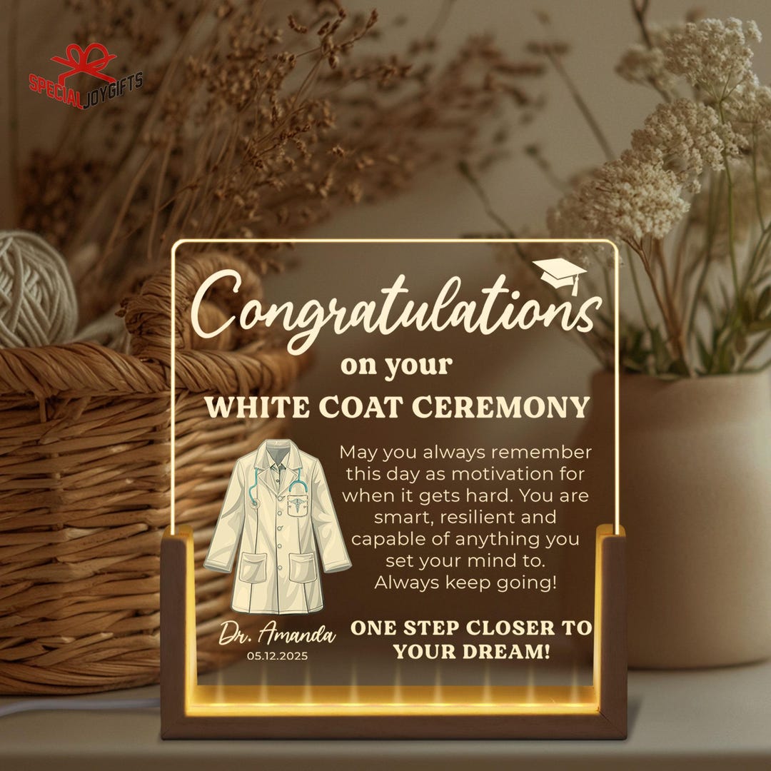White Coat Ceremony Gift, Custom White Coat Ceremony LED Night Light ...
