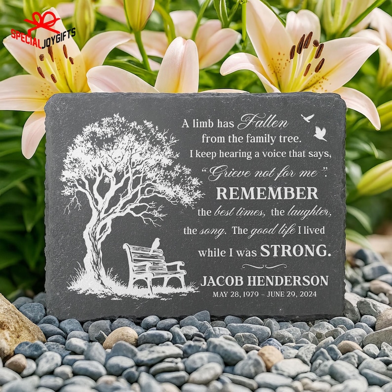 Personalized Memorial Garden Stone,custom Slate Remembrance Stone With ...